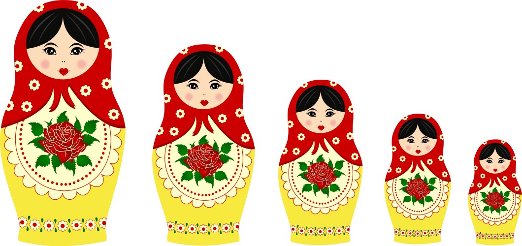 Matryoshka Doll Icon Set Royalty Free Vector Image