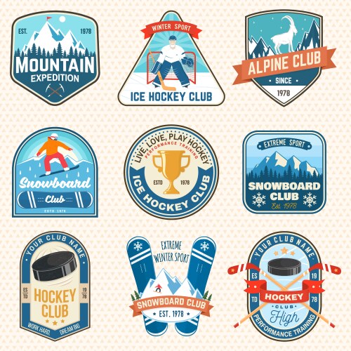 Ski and snowboard club emblem Royalty Free Vector Image