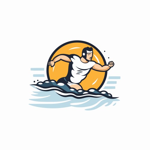 Swimming man logo design template Royalty Free Vector Image
