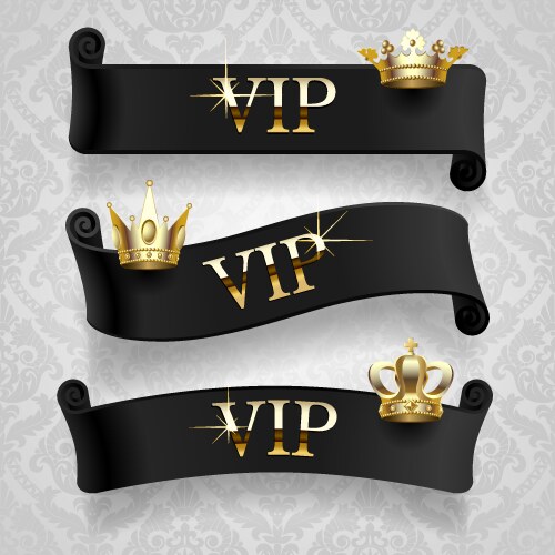 Blue ribbons with gold crowns Royalty Free Vector Image