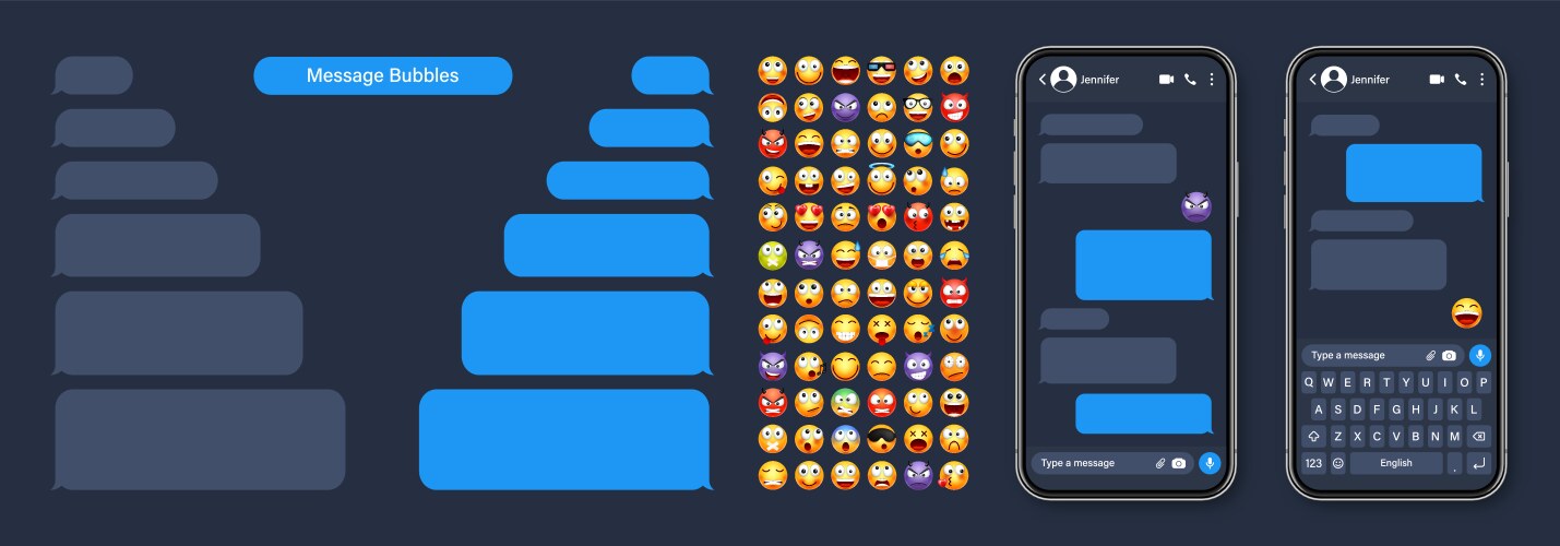 Smartphone messaging app user interface Royalty Free Vector