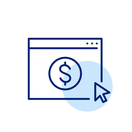 Mouse click on dollar sign web browser instant Vector Image
