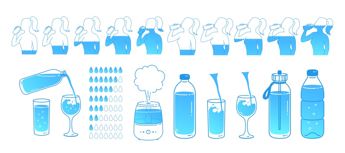 Benefits drinking water daily hydration norm Vector Image