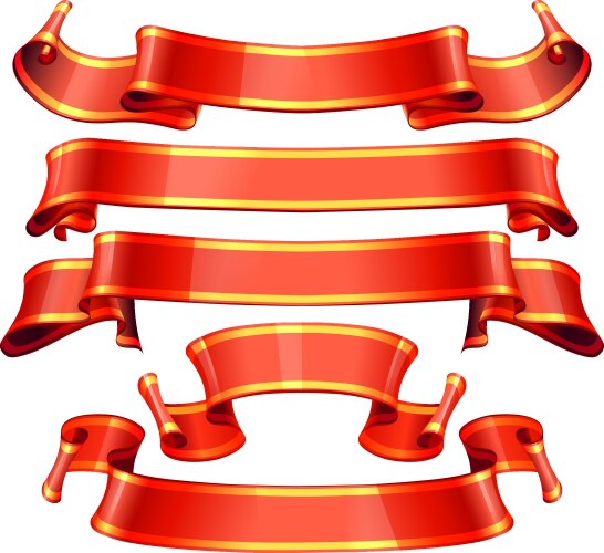 Three red ribbons with gold stripes Royalty Free Vector