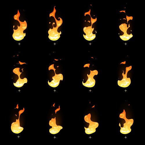 Cartoon fire flame sheet sprite animation Vector Image