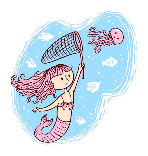 Cute cartoon mermaid Royalty Free Vector Image