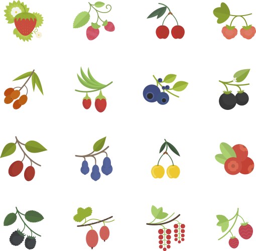Berries of trees and shrubs set Royalty Free Vector Image