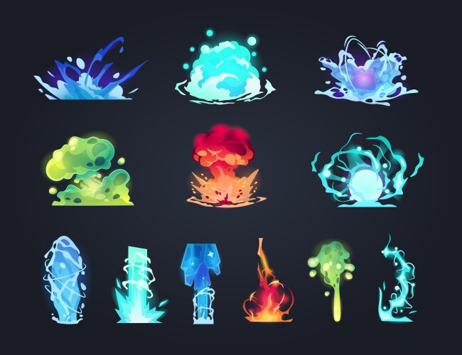 Cartoon explosion boom effect animation game Vector Image