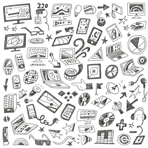 Computer doodles Royalty Free Vector Image - VectorStock
