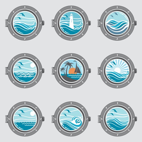 Beach house logo set Royalty Free Vector Image