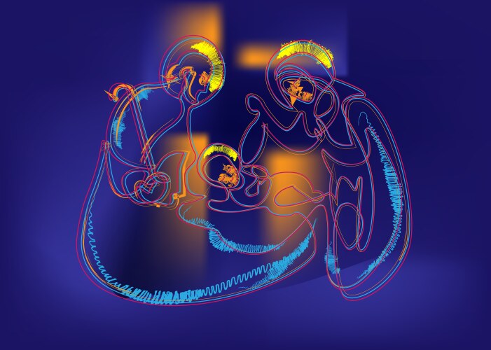 Holy family line drawing Vector Images & Graphics for Commercial Use ...