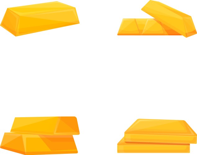 Gold mining icons set cartoon Royalty Free Vector Image