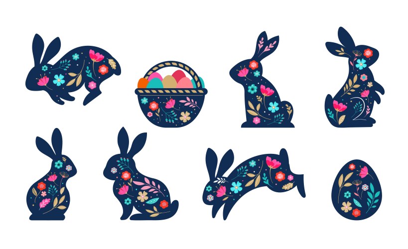Collection of easter icons featuring traditional Vector Image