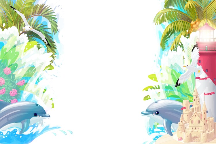 Edge sea border background Royalty Free Vector Image