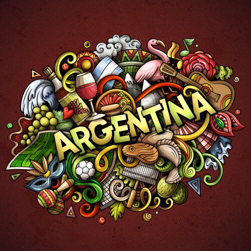 Argentina hand drawn cartoon doodles Royalty Free Vector