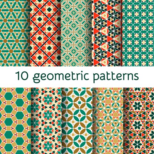 Retro different seamless patterns tiling Vector Image