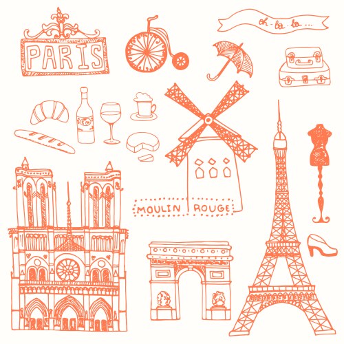 Paris pattern with eiffel tower kisses hearts Vector Image