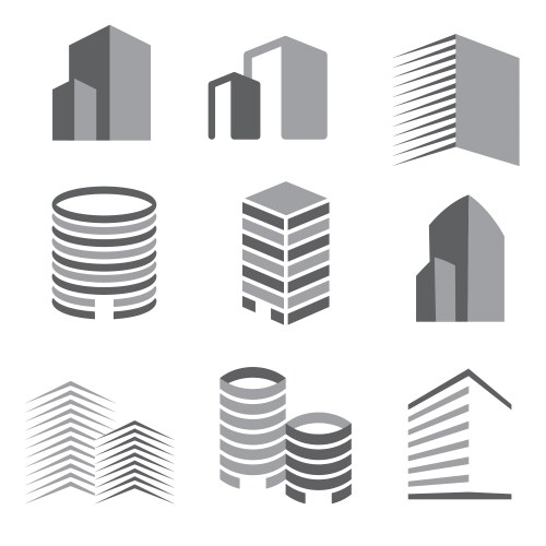 Building icon set Royalty Free Vector Image - VectorStock