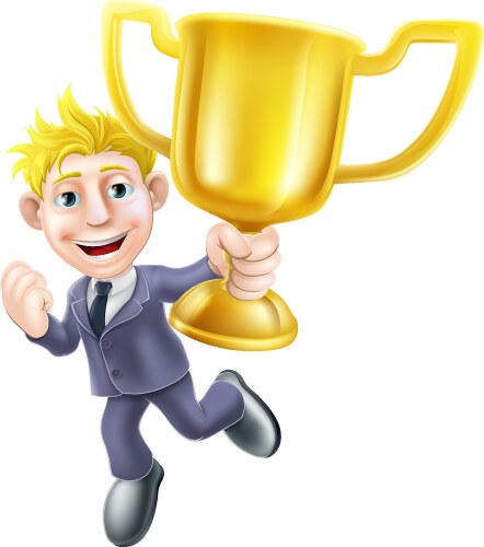 Champion golden trophy cup with red winner ribbon Vector Image