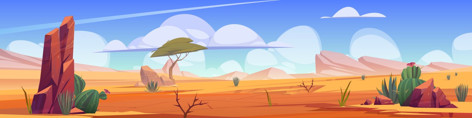 Desert background african landscape with group Vector Image