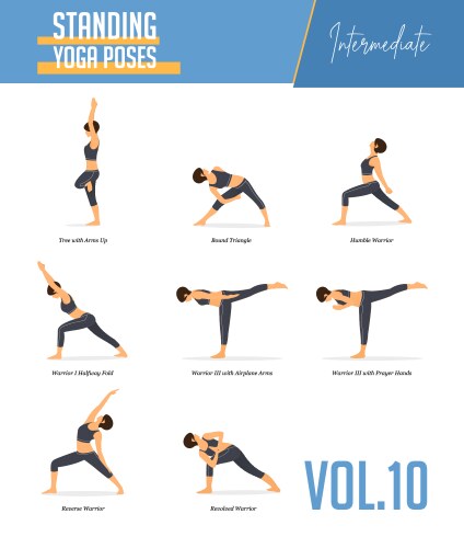 Yoga asanas pen line Royalty Free Vector Image