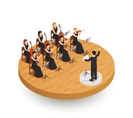 Isometric symphony orchestra symphonic string Vector Image