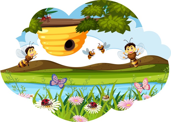 Beehive on tree branch Royalty Free Vector Image