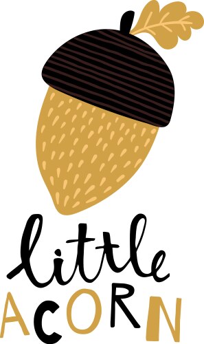 Cute Acorn & Lettering – Royalty-Free Vector | VectorStock
