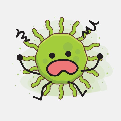 Virus cute character with simple face hands Vector Image
