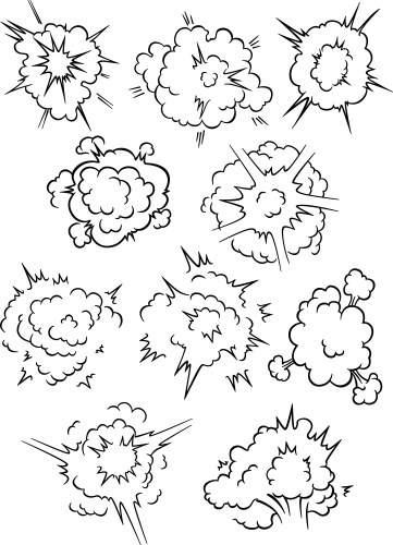 Bomb explosion comic style templates Royalty Free Vector