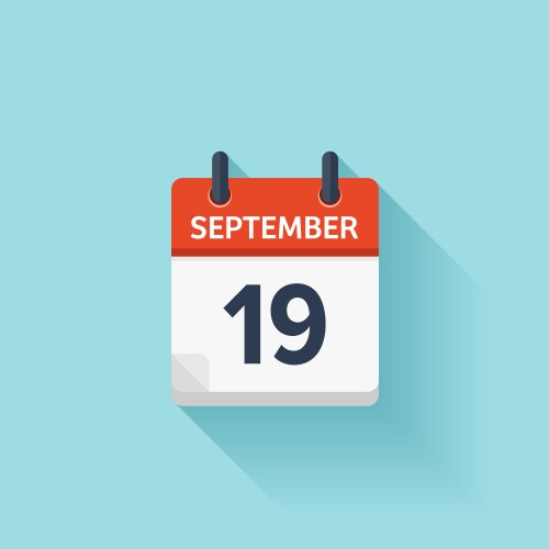 Calendar icon day 19 september template date days Vector Image