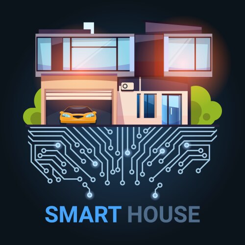 Smart house remote control cartoon concept Vector Image