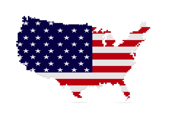 Pixel map and flag usa 8-bit united states – Royalty-Free Vector ...