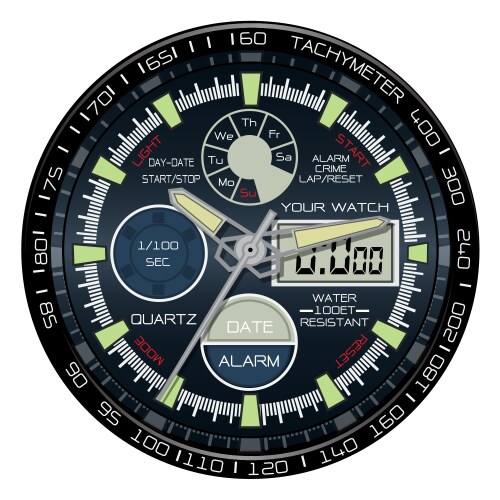 Realistic clock chronograph watch for men gold Vector Image