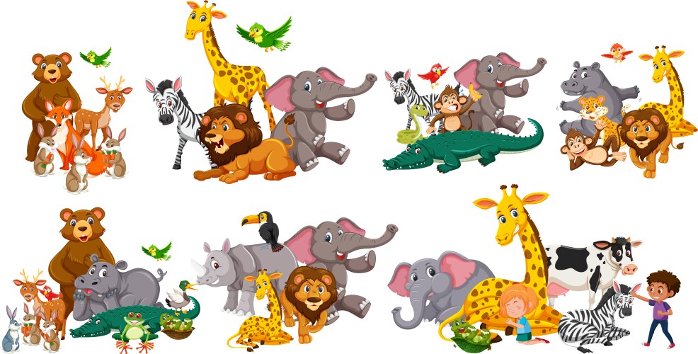 Wild animals running together Royalty Free Vector Image