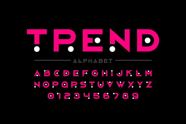Modern style font alphabet letters and numbers Vector Image