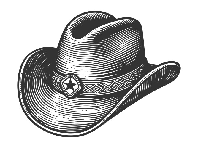 Cowboy hat engraving sketch Royalty Free Vector Image