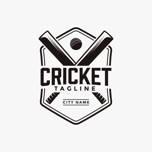 Cricket championship logo round linear bats Vector Image