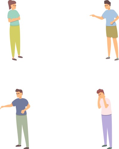 No discrimination icons set cartoon people Vector Image