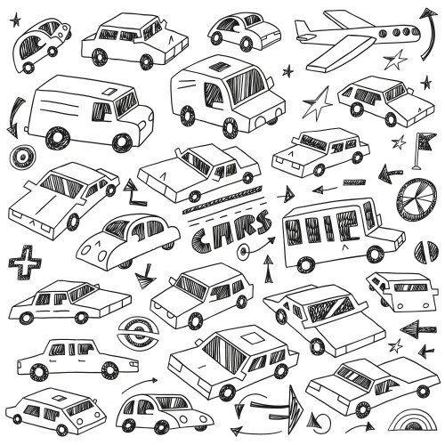 Robot doodles isolated Royalty Free Vector Image