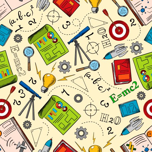 Science background with physics seamless pattern Vector Image