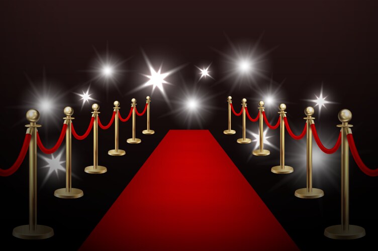 Elegant red carpet event with glamorous attendees Vector Image