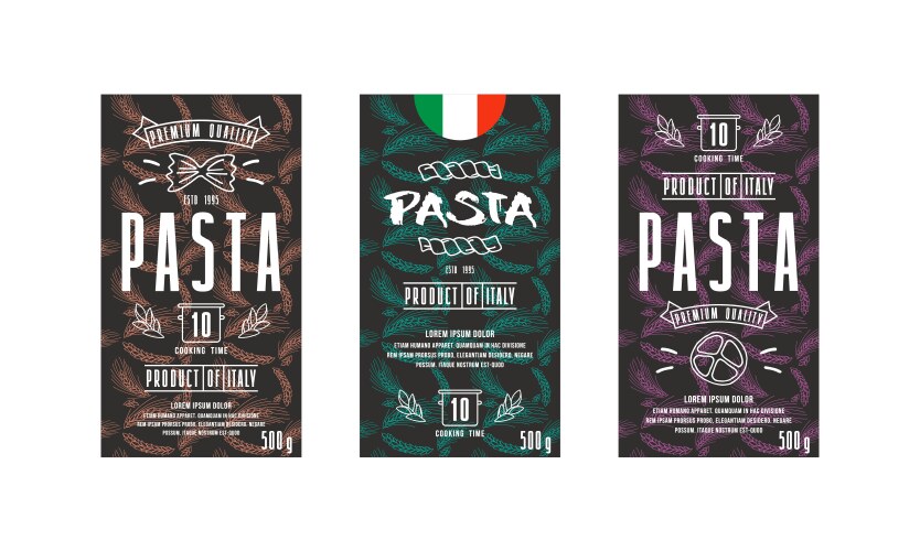Label design for packaging pasta Royalty Free Vector Image