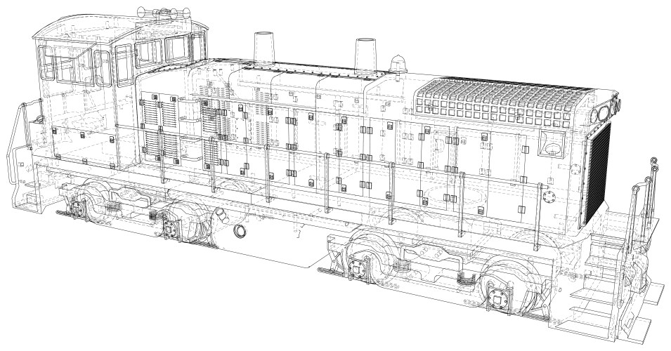 Train technical wire-frame rendering Royalty Free Vector