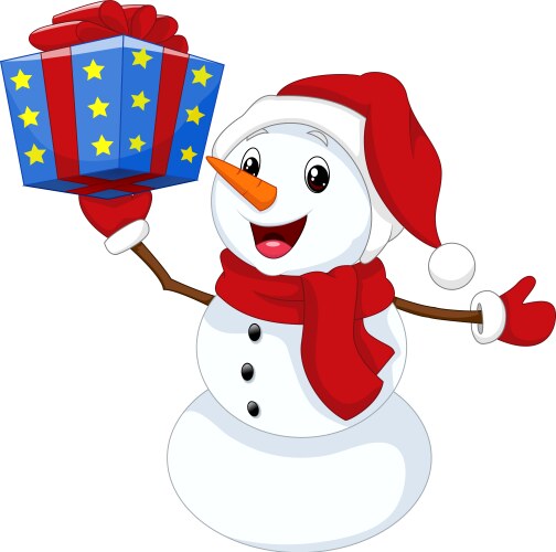 Snowman with gift Royalty Free Vector Image - VectorStock