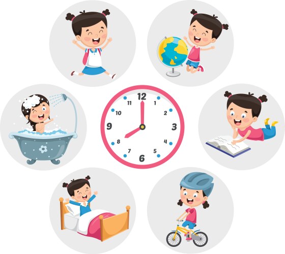 Kids daily routine Royalty Free Vector Image - VectorStock