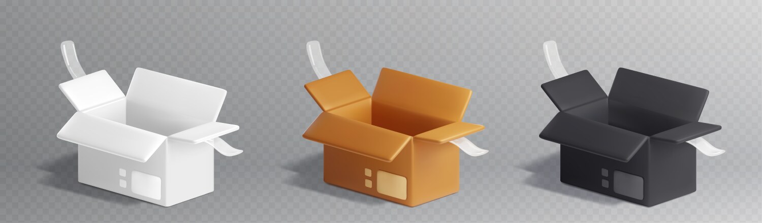 3d open cardboard parcel box package icon Vector Image
