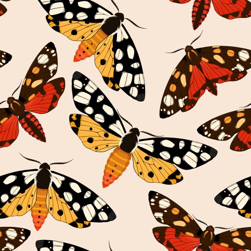Seamless pattern with moths on white background Vector Image