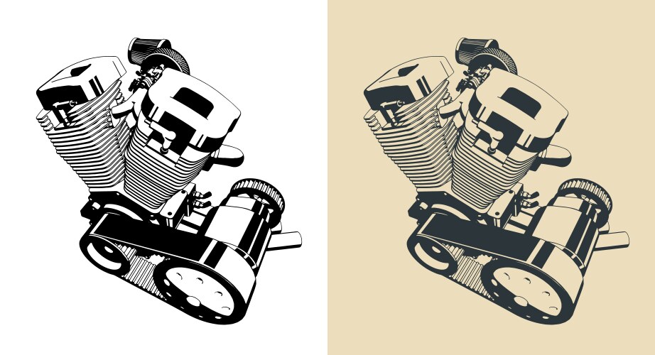 Monochrome engine of motorcycle Royalty Free Vector Image