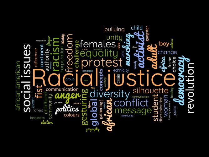Racial justice word cloud template social issues Vector Image
